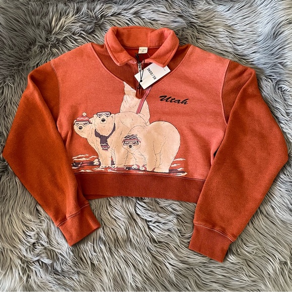 Re/Done | Tops | Redone Rare 9s Upcycled Crop Half Zip | Poshmark